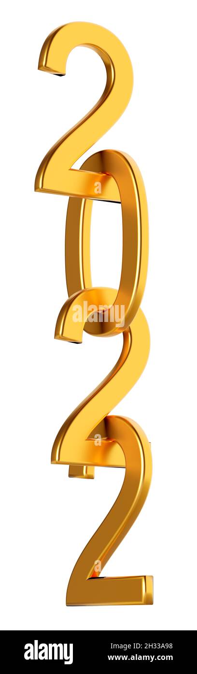 New year holiday concept. Gold number 2022. 3d rendering Stock Photo ...