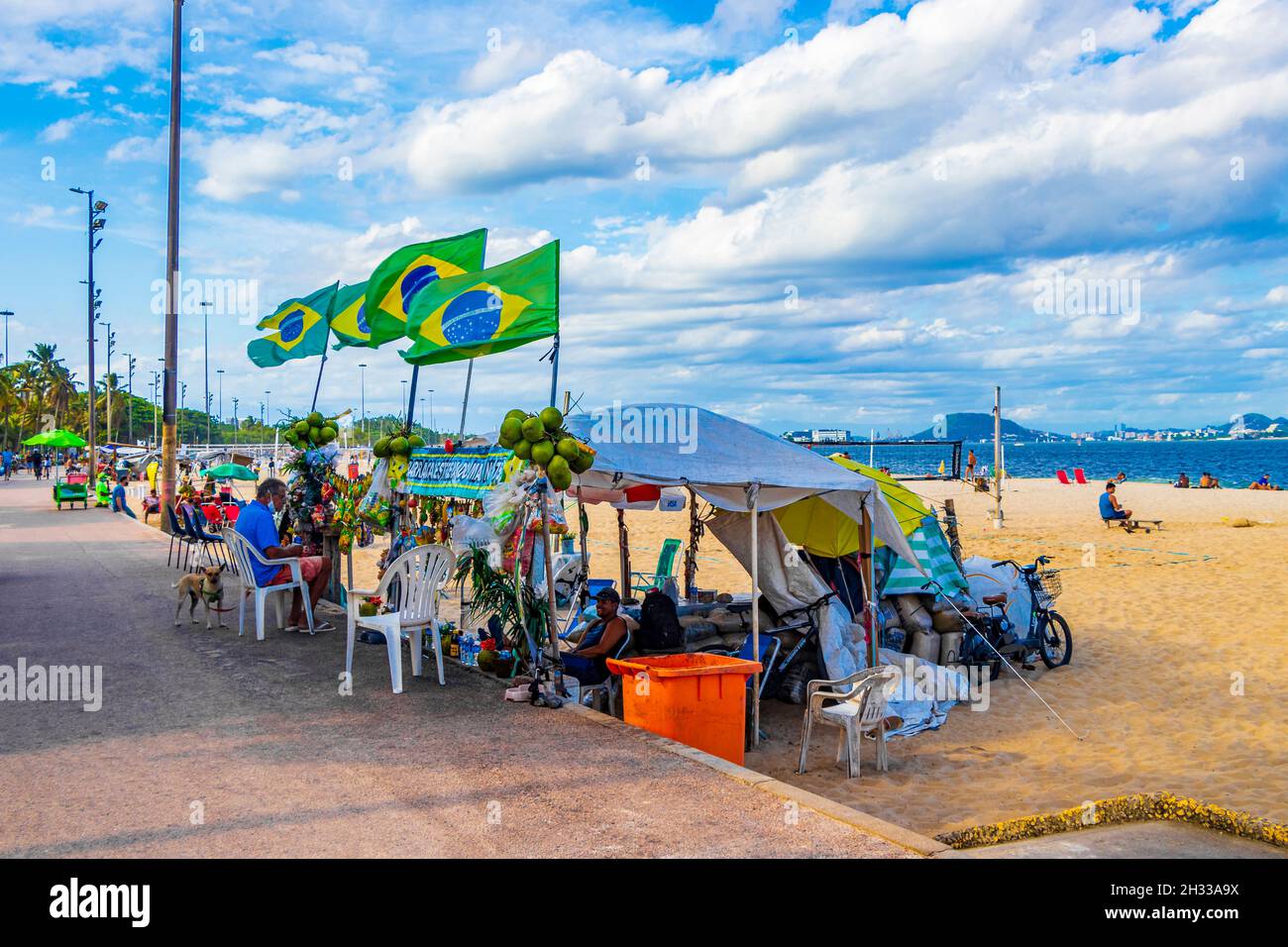 Rio de Janeiro Brazil 18. October 2020 People tourist palm trees Açai ...