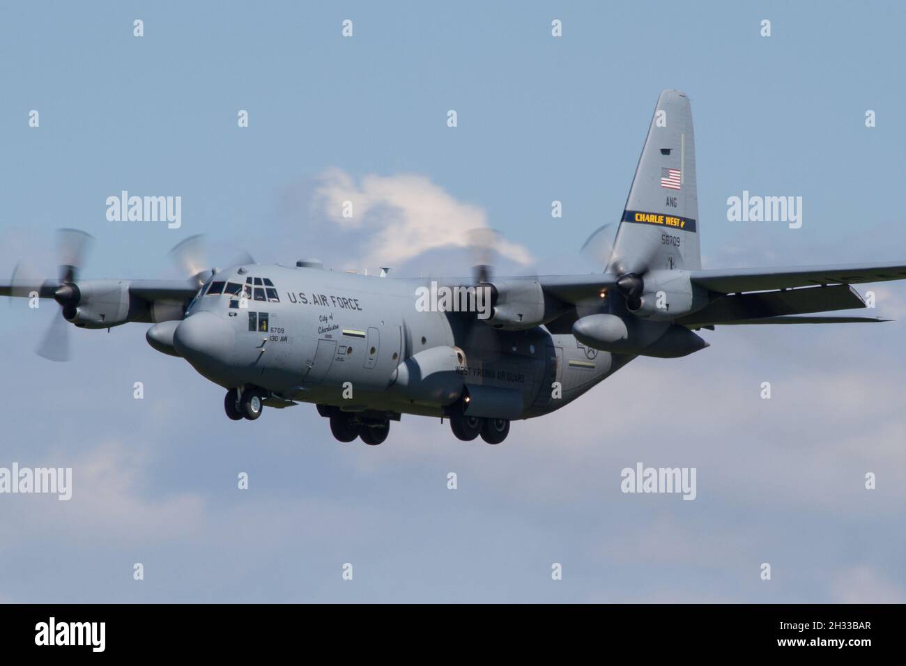 RAMSTEIN, GERMANY - Sep 08, 2019: US Air Force C-130 Hercules cargo ...