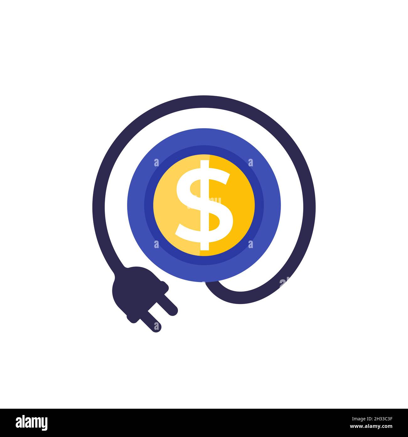 electricity costs icon with a plug, vector Stock Vector Image & Art - Alamy