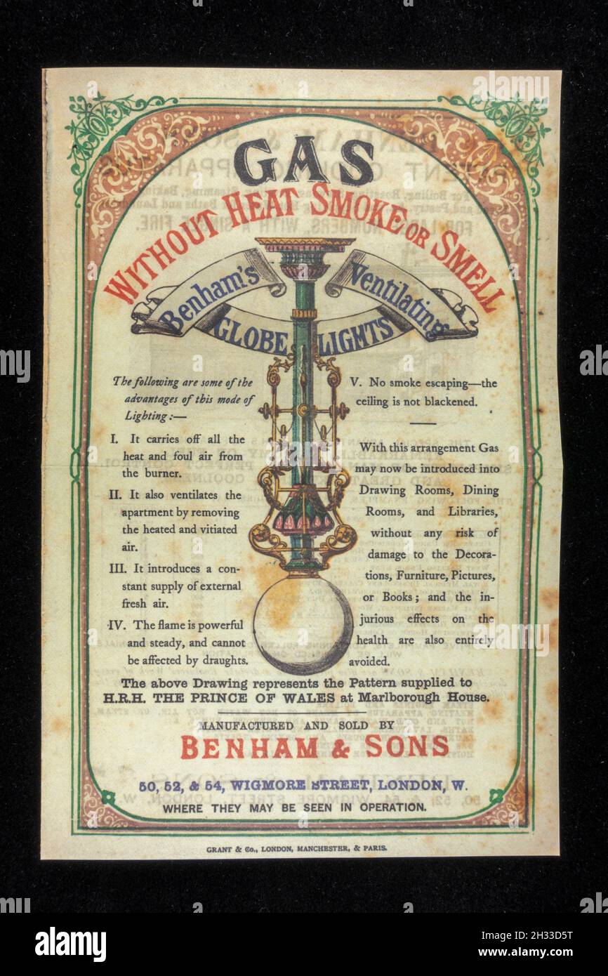 Victorian advertisement pamphlet (replica) for Benham & Sons promoting ...