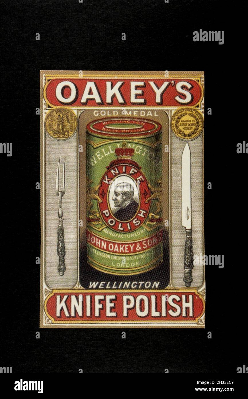 Victorian era colour advert (replica) for Oakey's Knife Polish Stock ...