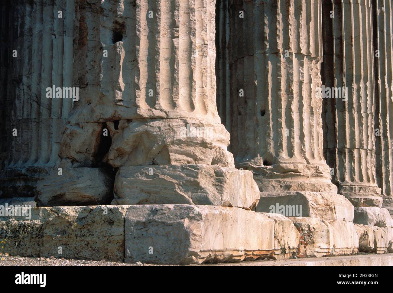 Base of Corinthian Columns Temple of Olympian Zeus Athens, Greece Stock ...