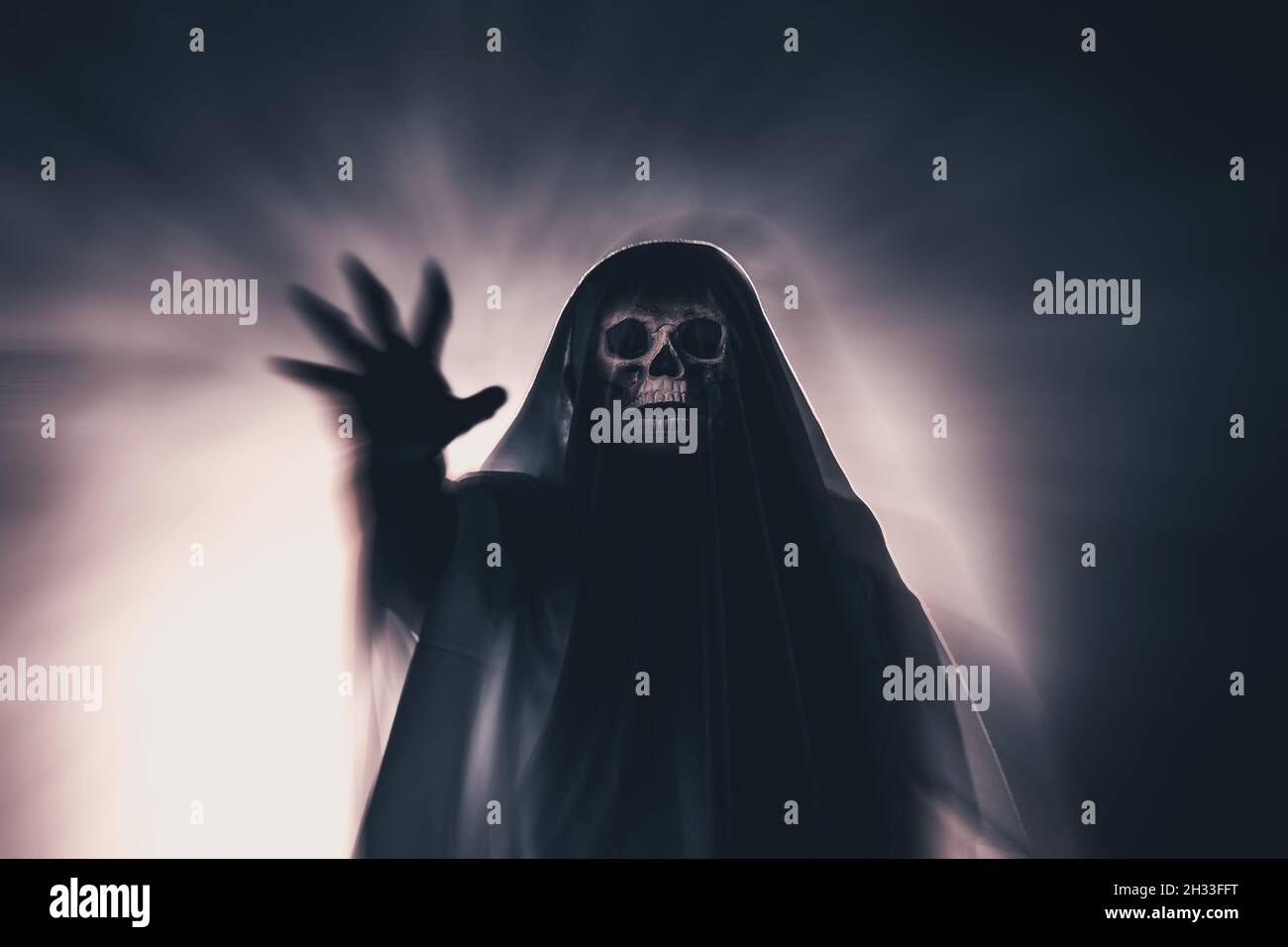 Scary ghost in dark, spooky halloween night Stock Photo - Alamy