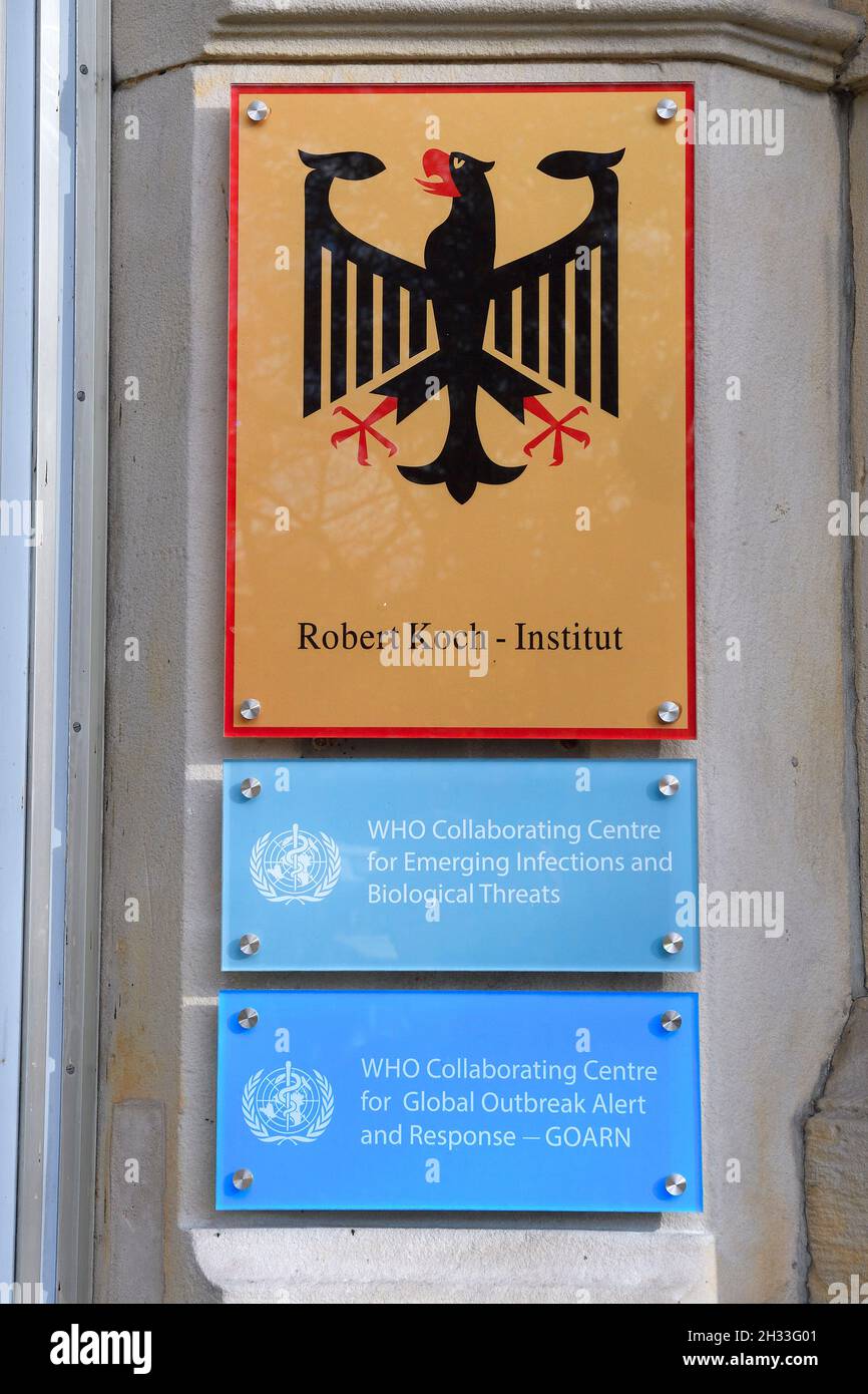 Schild des Robert Koch Institut Berlin Stock Photo - Alamy