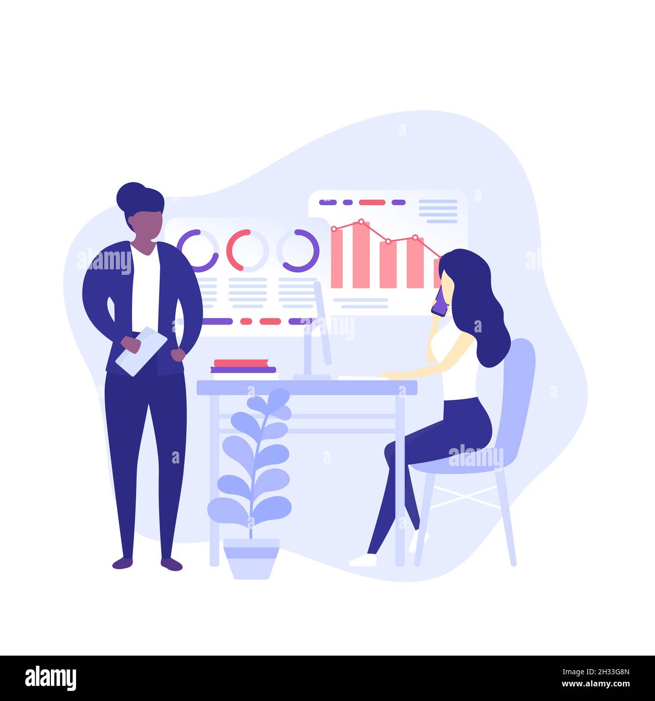 data analytics, people working in office, vector Stock Vector Image ...
