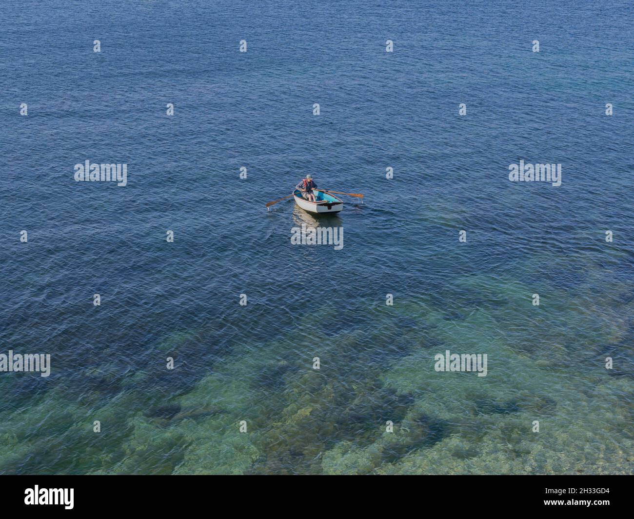 Rowing Boat Sea Stock Photo - Alamy
