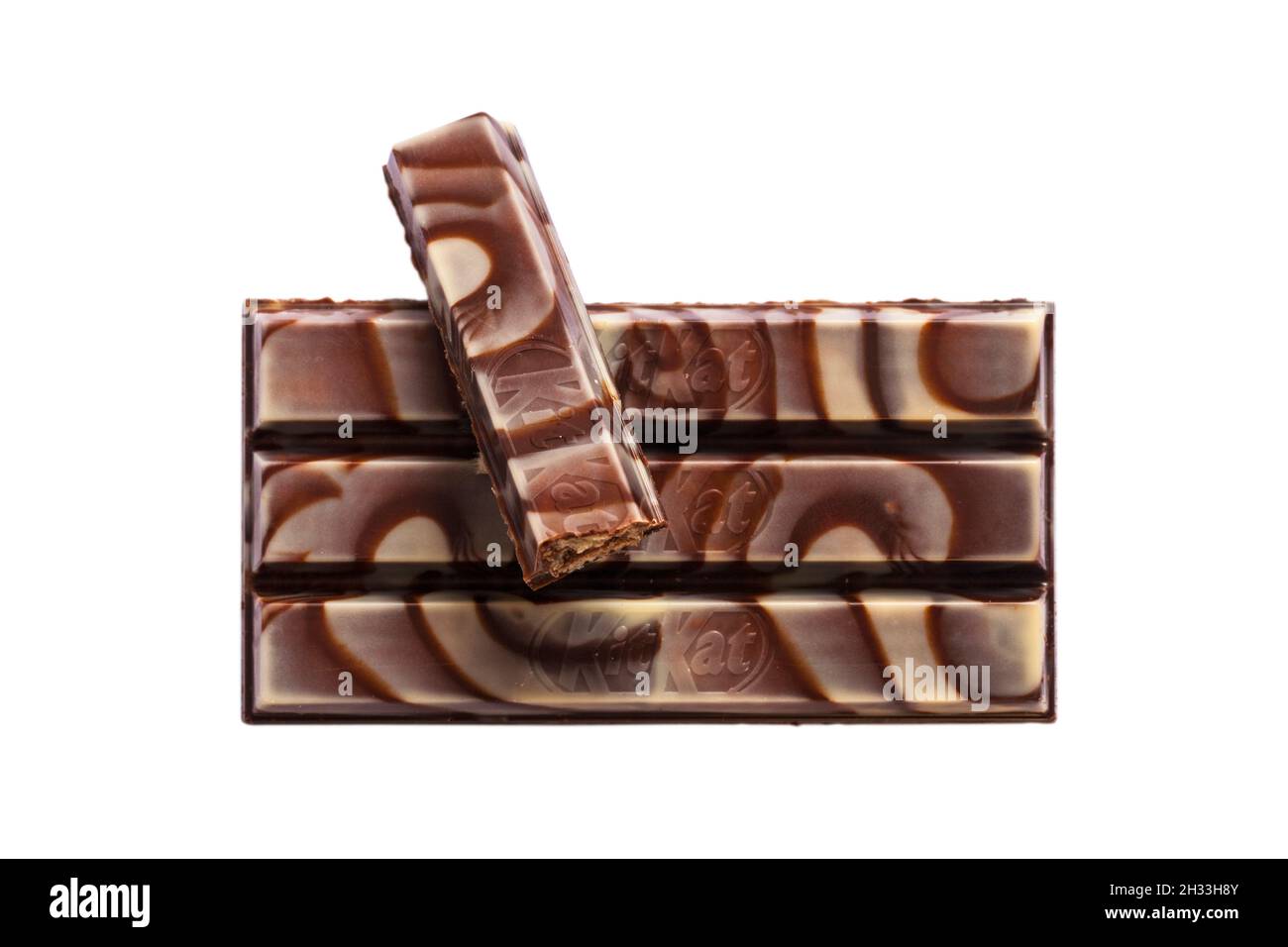 Bar of Zebra dark & white Kitkat Kit-Kat Kit Kat removed from wrapper ...