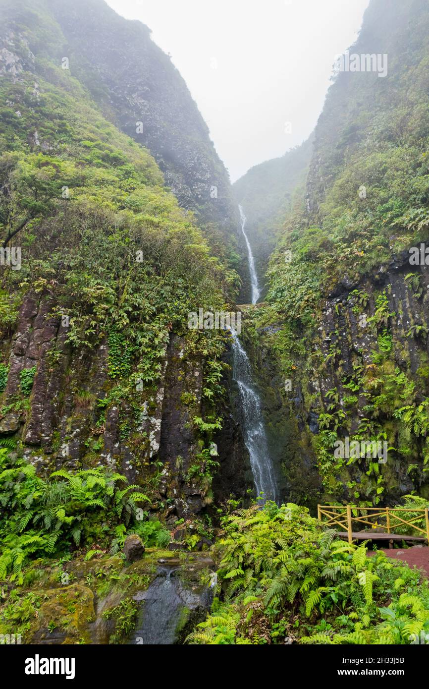 Azores waterfalls and cliffs in Flores island. Portugal Stock Photo - Alamy