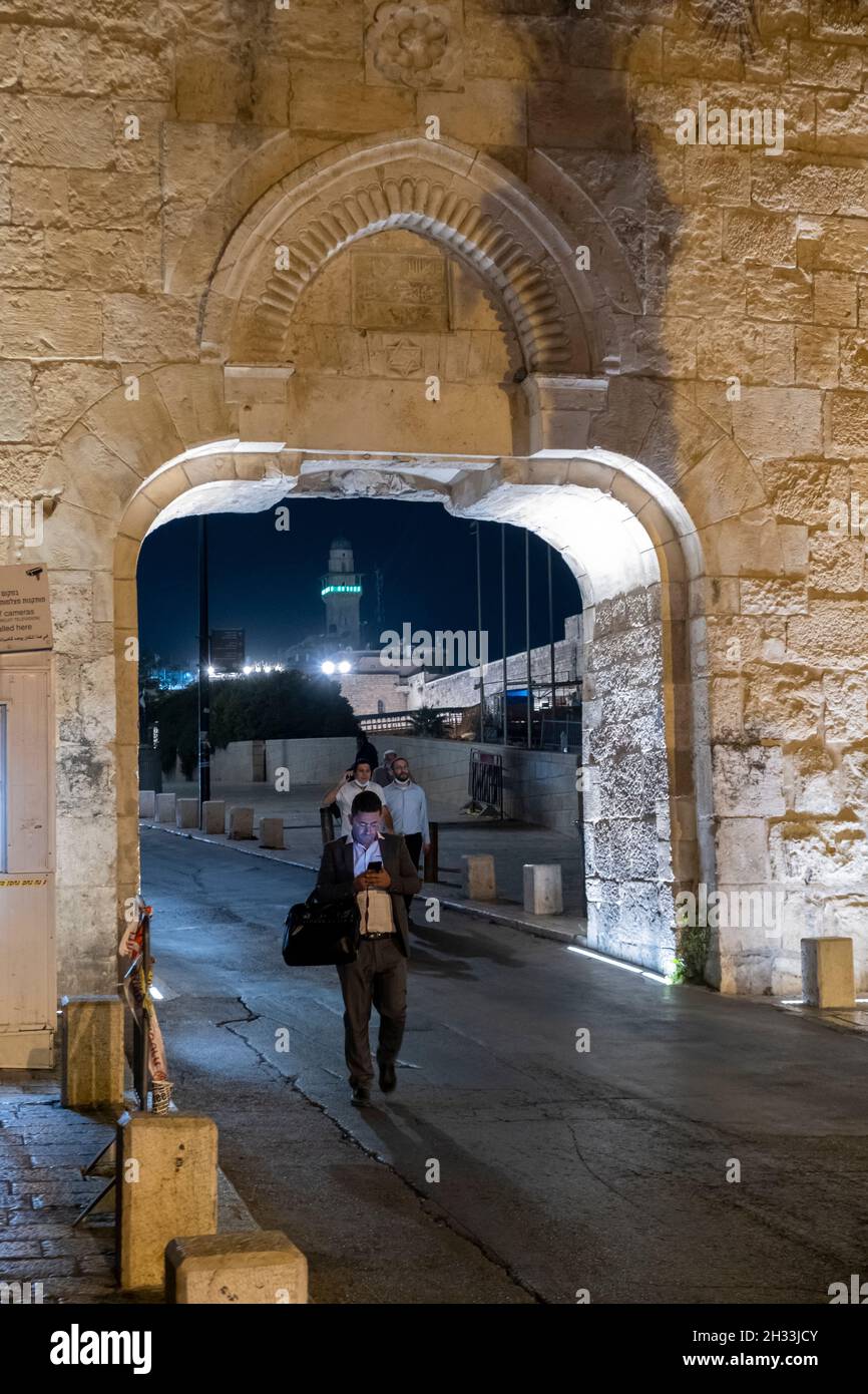 People walk through the 16th century Dung Gate also known as Shaar ...