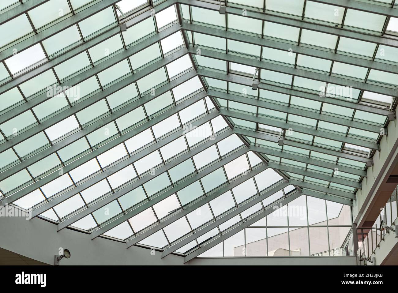 Tinted Green Glass Skylight Windows Roof Ceiling Stock Photo - Alamy