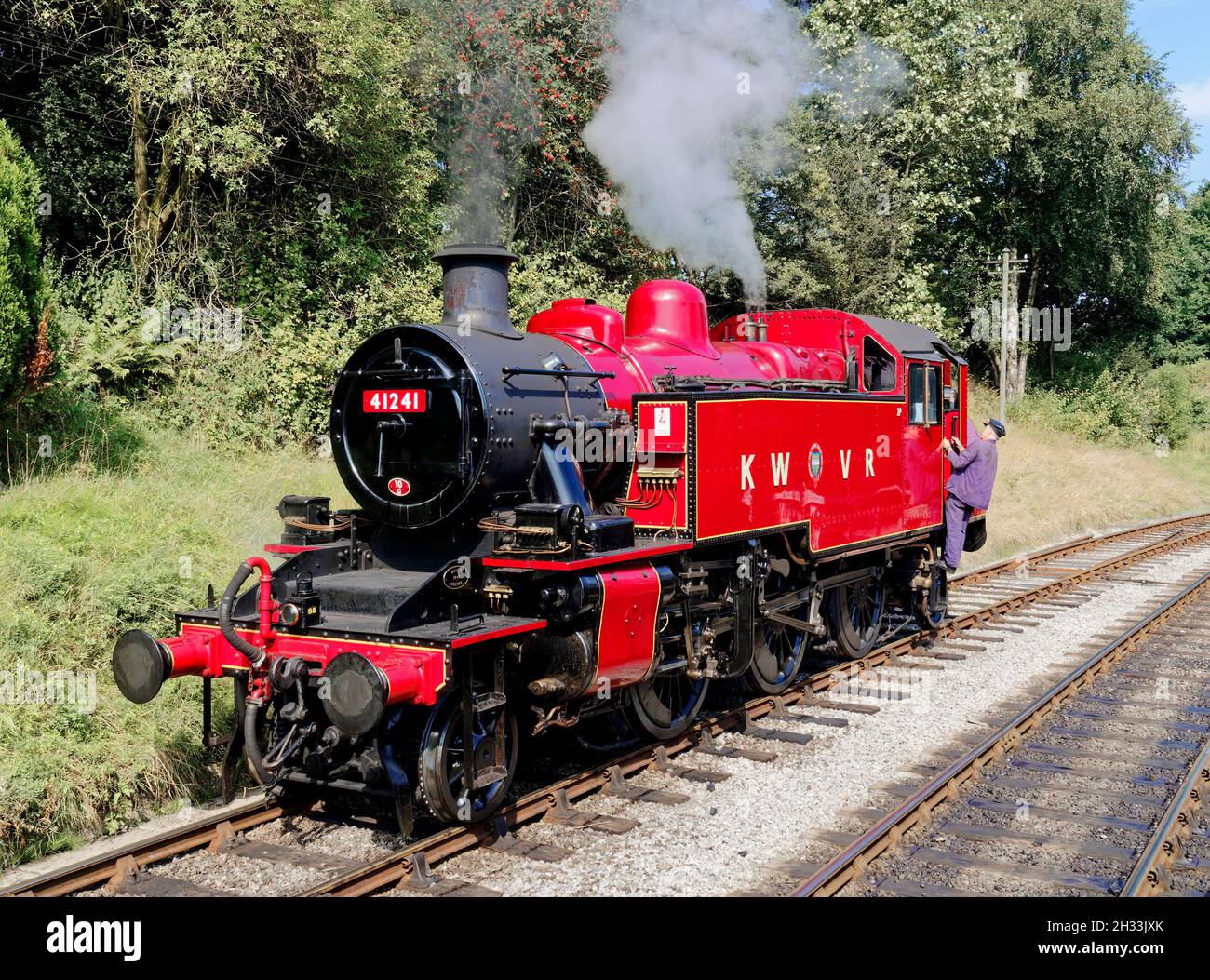 Ivatt Class 2-6-2T steam loco on the Keighley & Worth Valley Railway ...