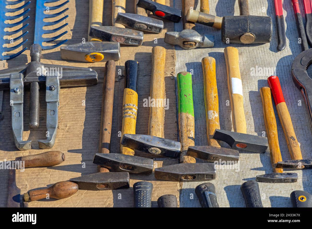 Various Size and Shape Used Hummers Hand Tools Stock Photo - Alamy