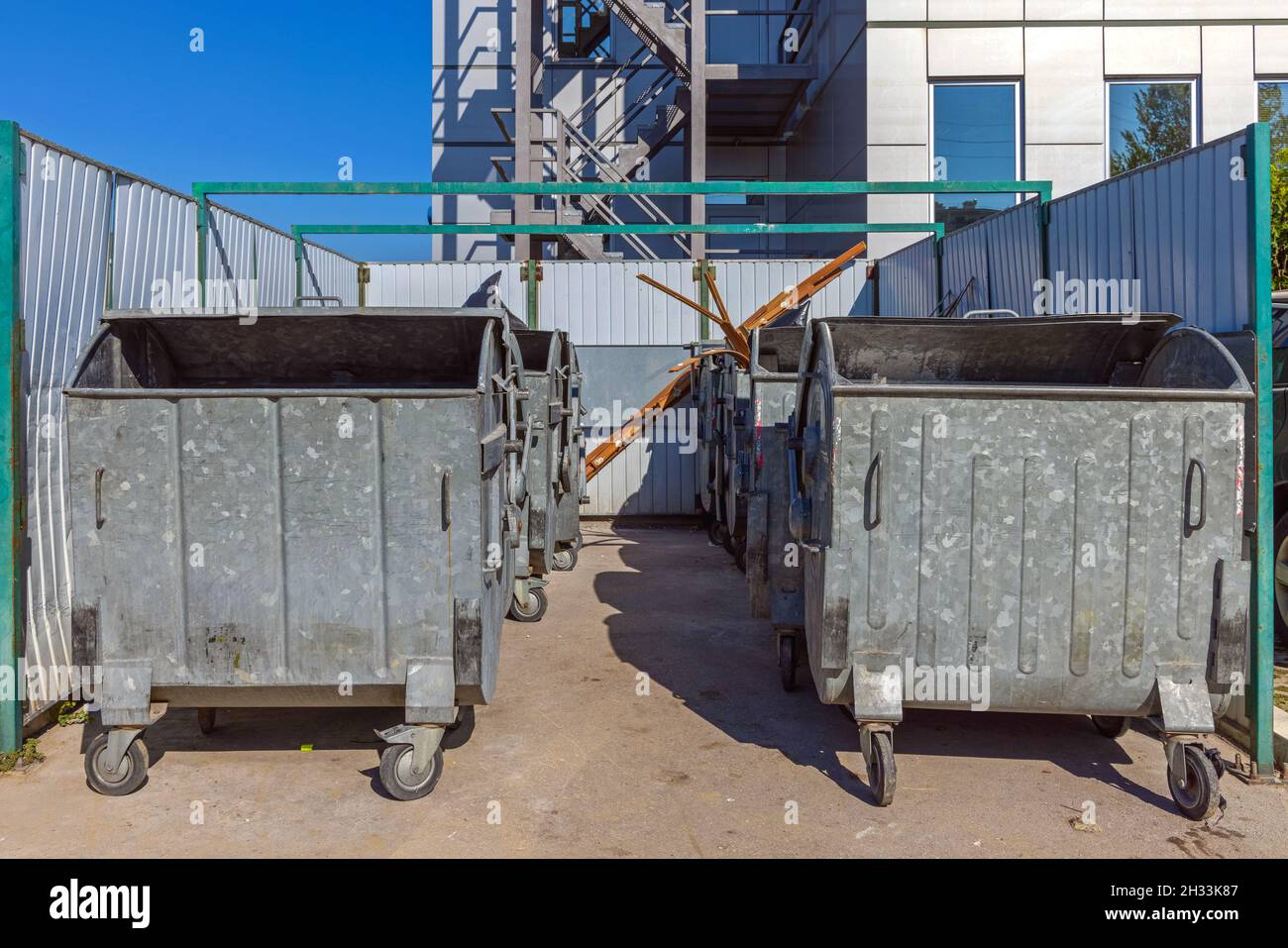 Industrial Dumpster Bins Open Metal Containers Recycling Stock Photo ...