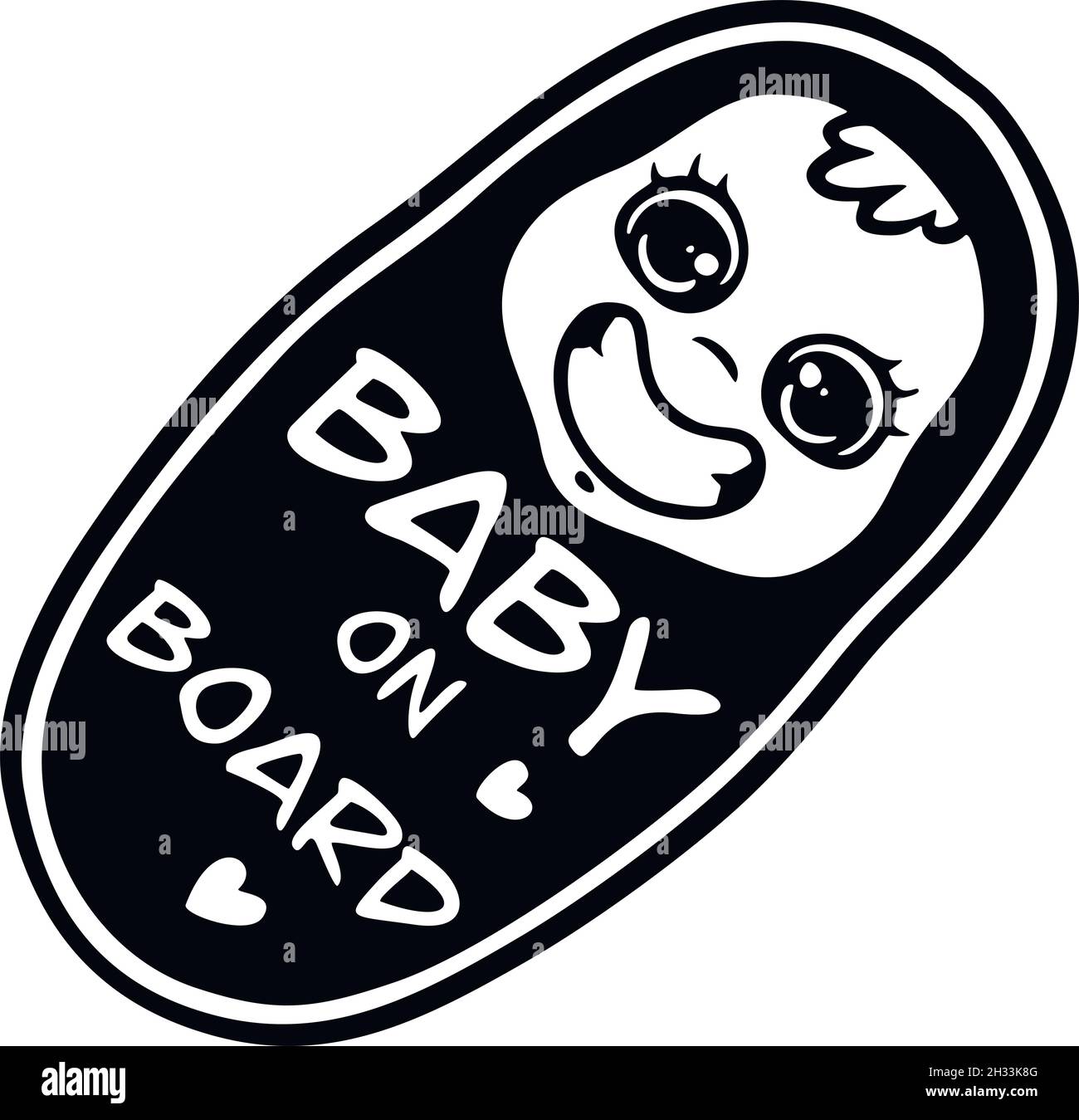 Baby on board, baby in car - Sticker for car isolated on white. Vector ...