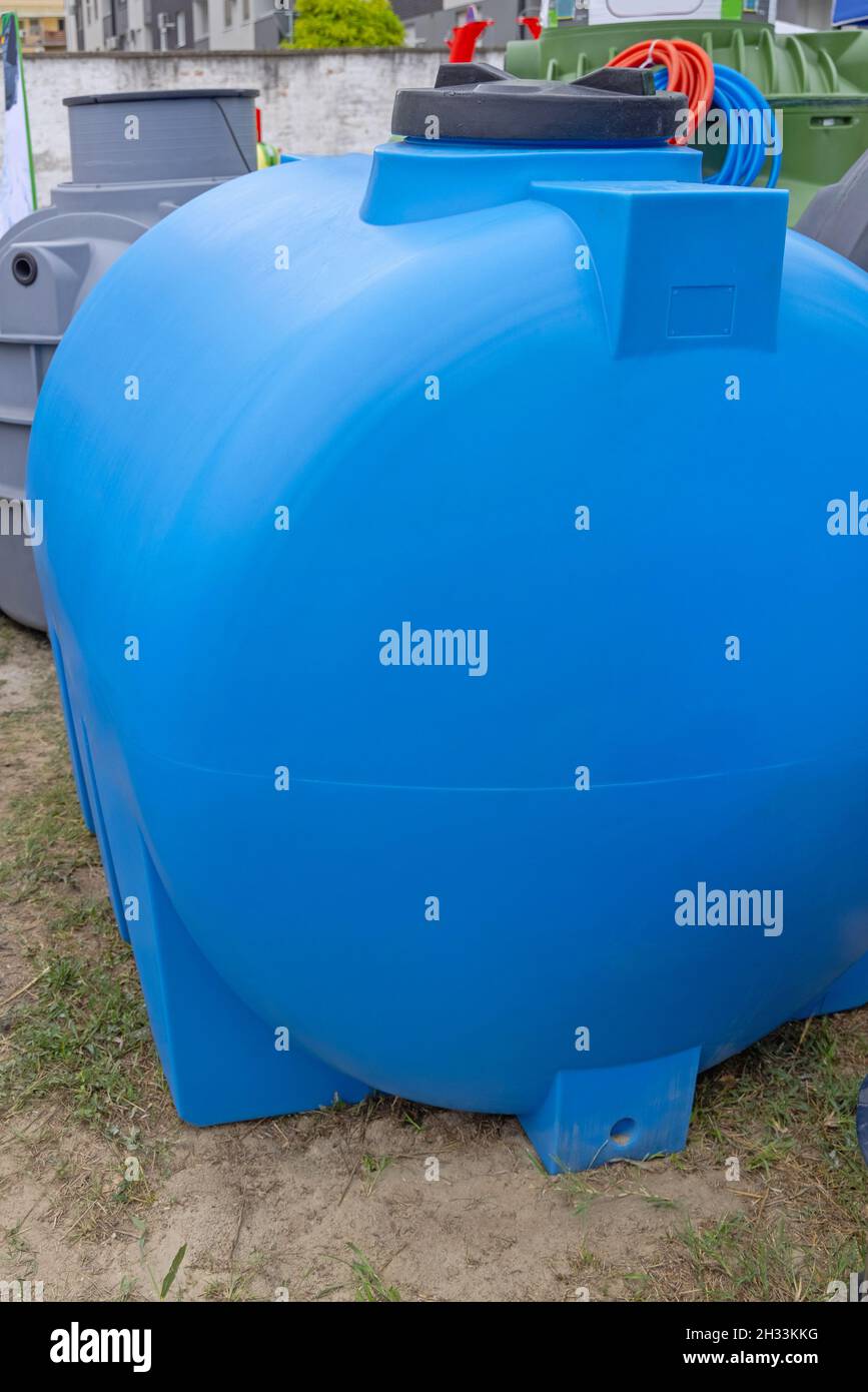 Big Blue Water Tank Cistern Underground Storage Stock Photo - Alamy