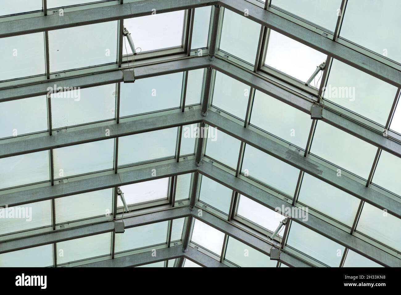 Tinted Green Glass Skylight Windows Roof Ceiling Stock Photo - Alamy