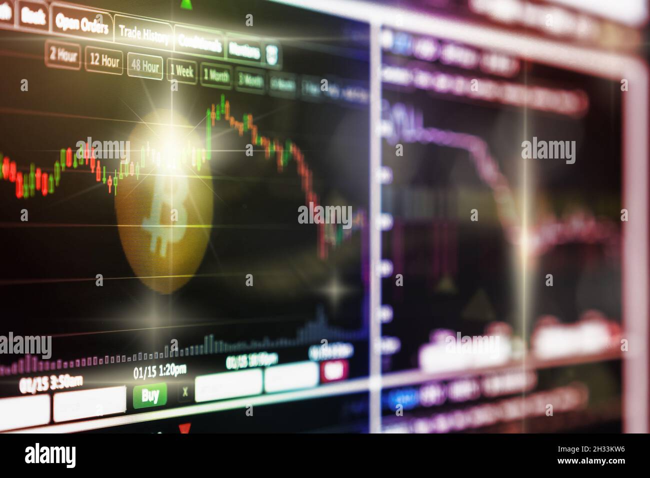 Cryptocurrency trading screen, Bitcoin exchange screen of trading ...