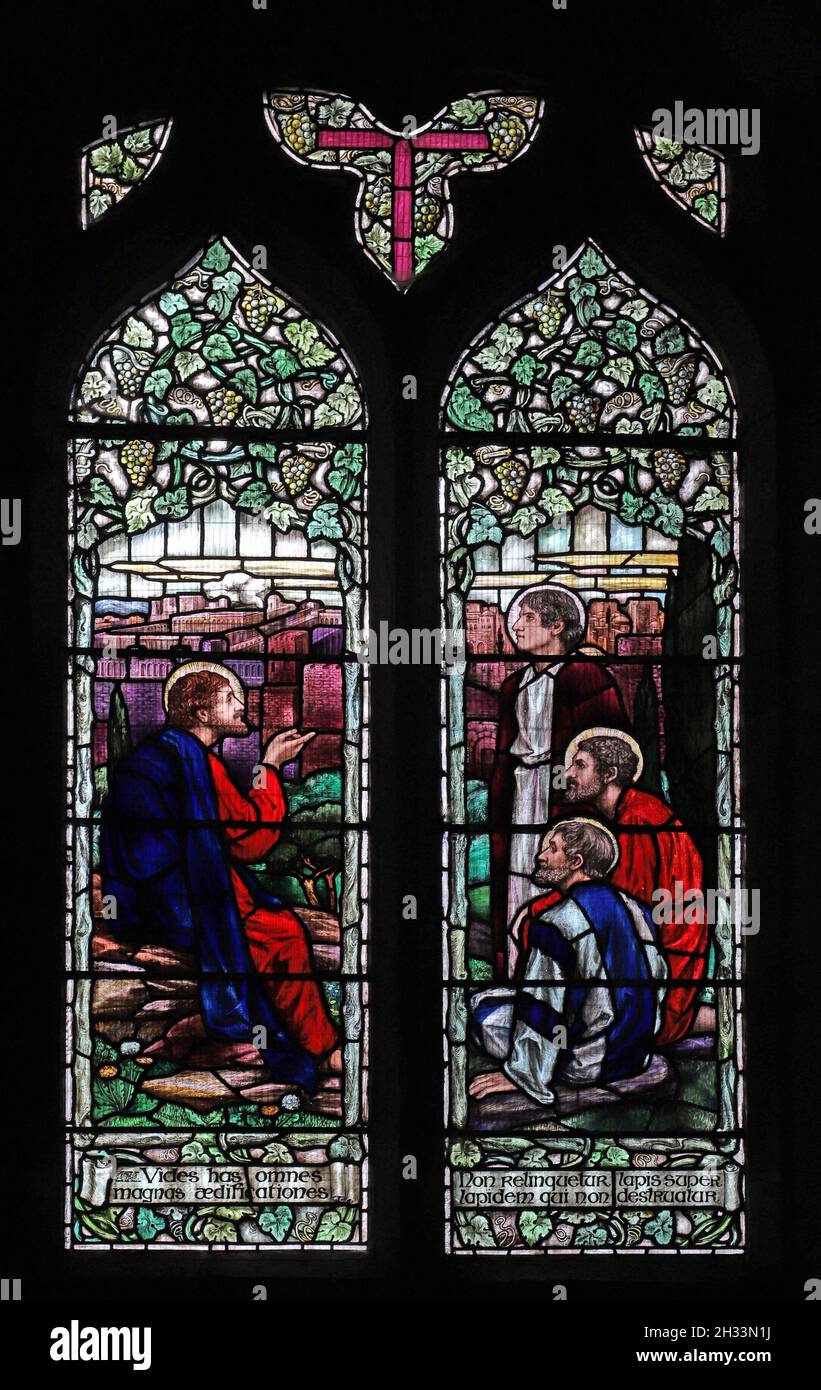 Stained glass window by Mary Lowndes; Jesus foretelling the destruction ...