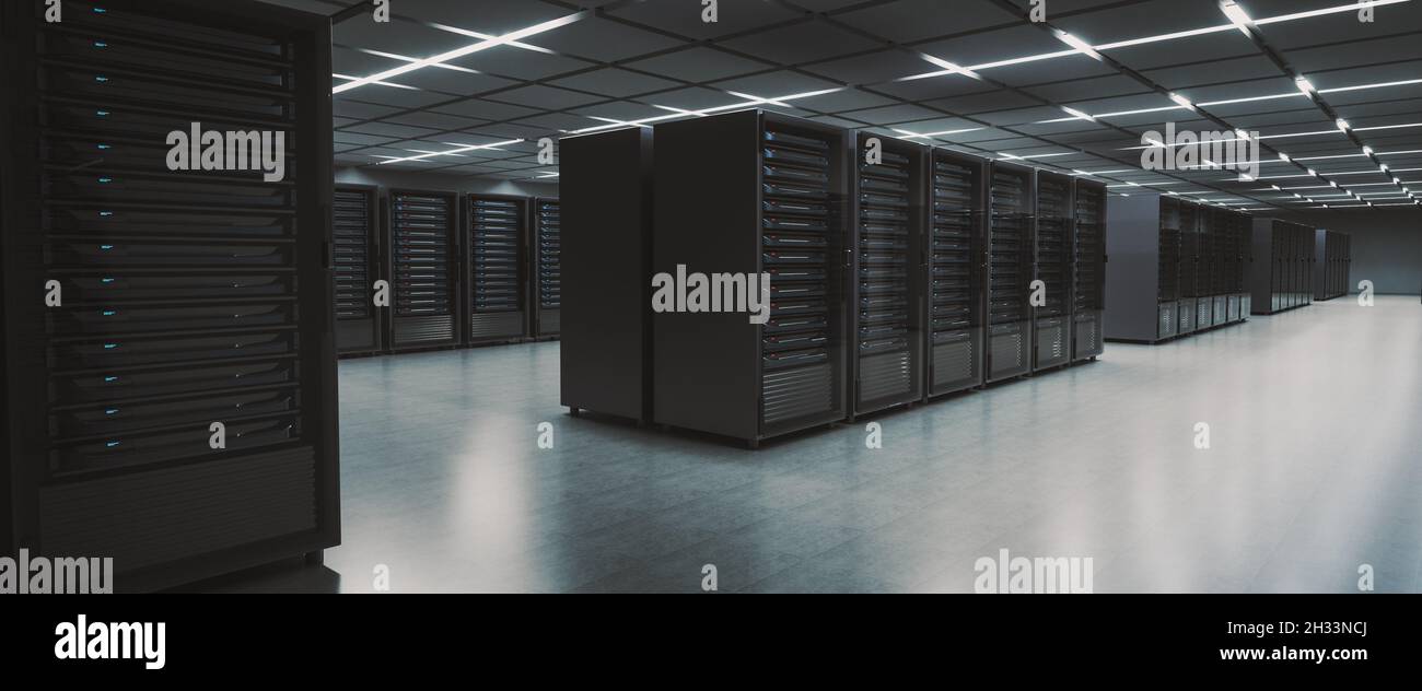 3D rendered server room Stock Photo - Alamy