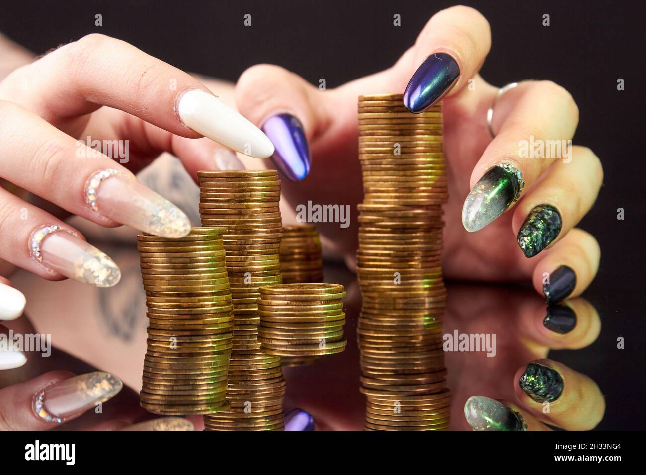 Growing stacks euro coins hi-res stock photography and images - Alamy