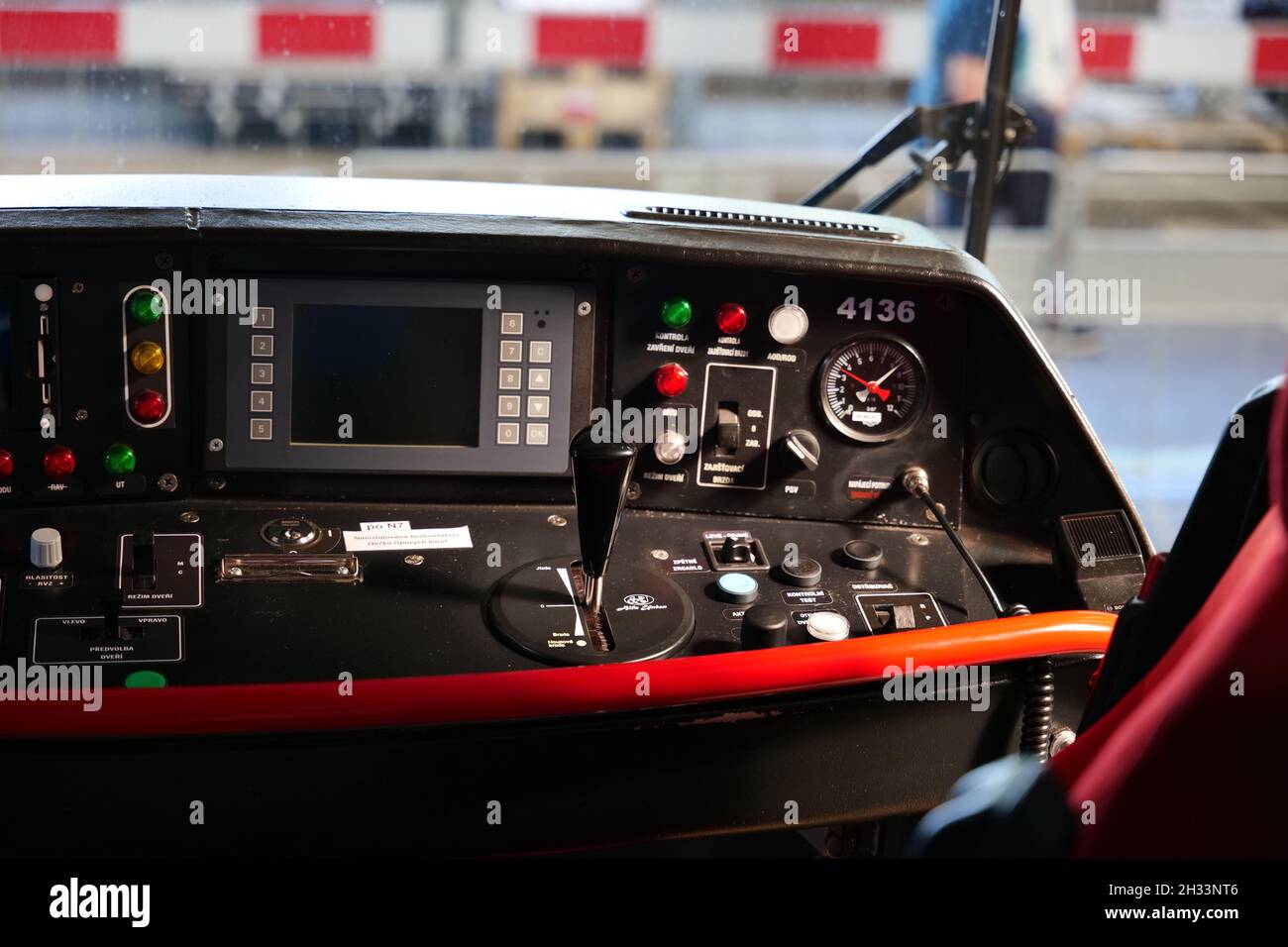 Close-up shot of the cab of a locomotive Stock Photo - Alamy