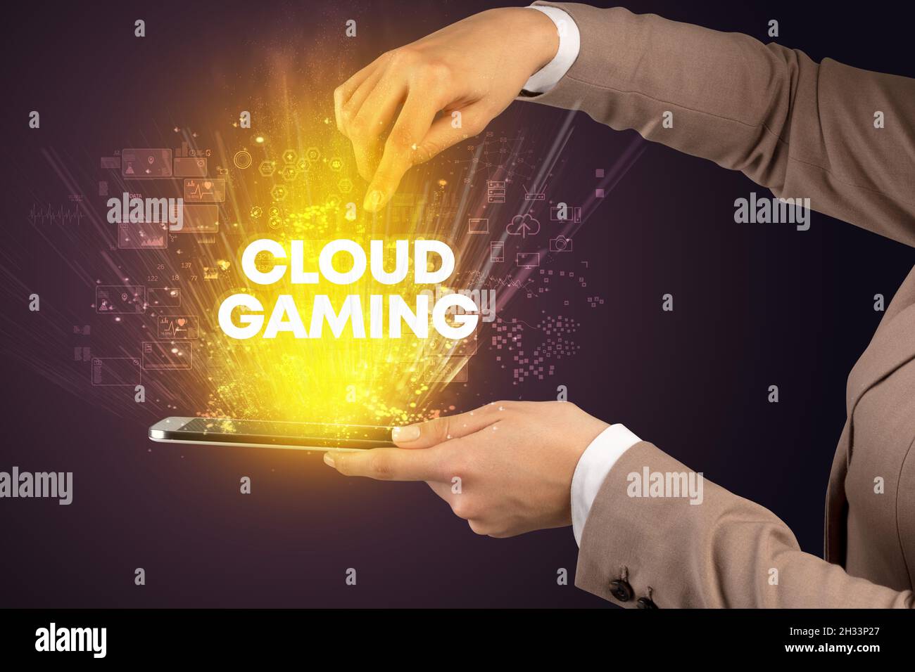 Close-up of a touchscreen with inscription Stock Photo - Alamy