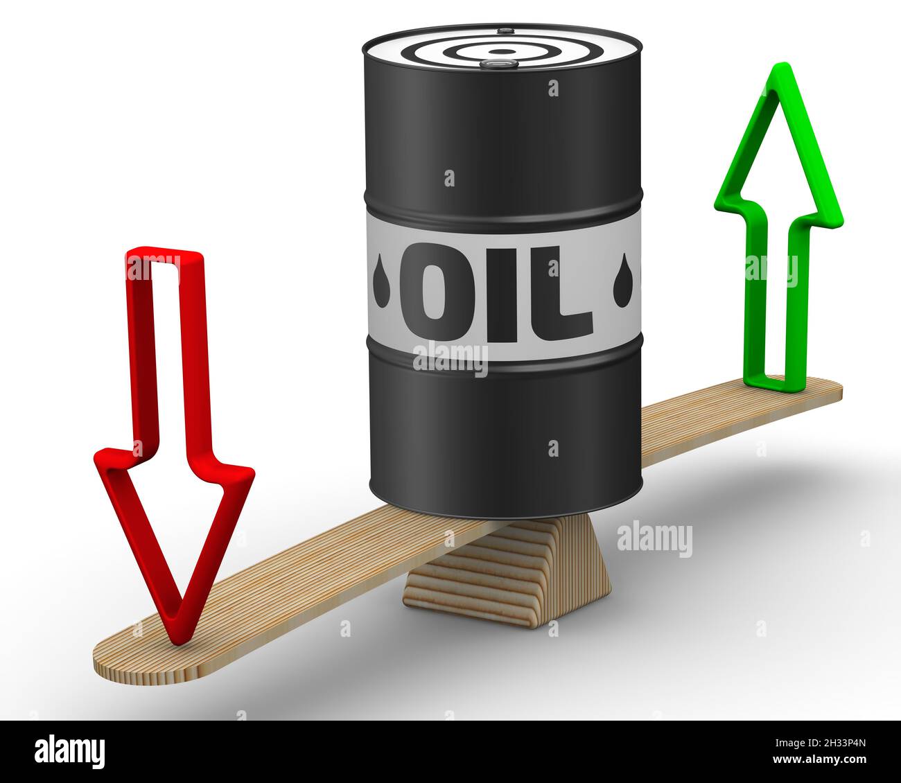 Change in oil prices. One black and white barrel with the word OIL and ...