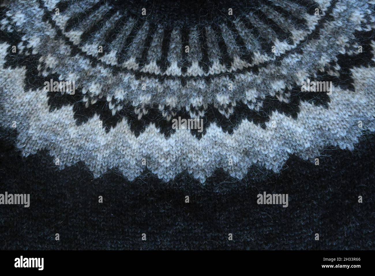 Traditional Icelandic wool sweater, called a lopapeysa. Close up of the ...