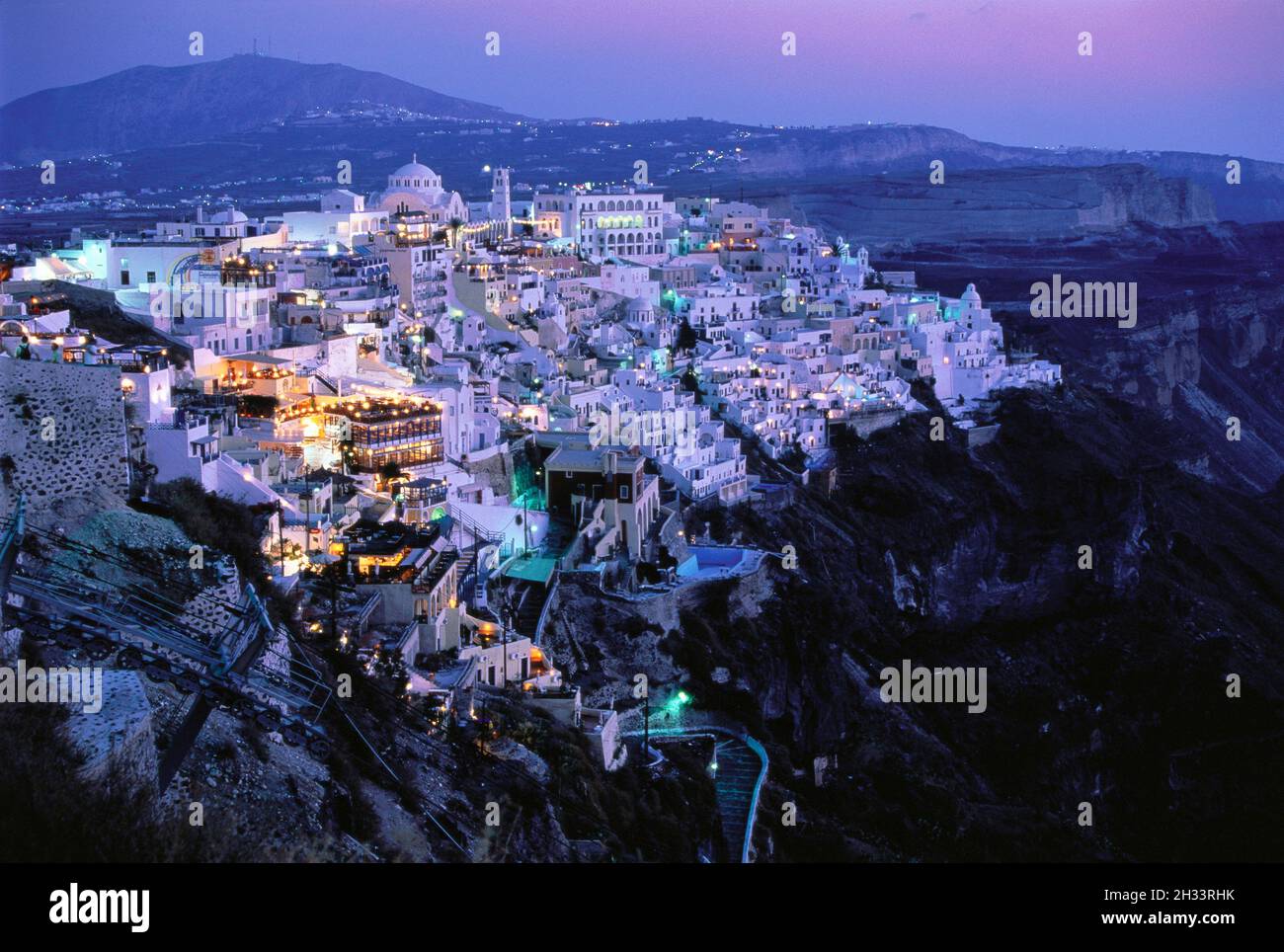 Overview of Thira at Dusk Santorini, Greece Stock Photo - Alamy