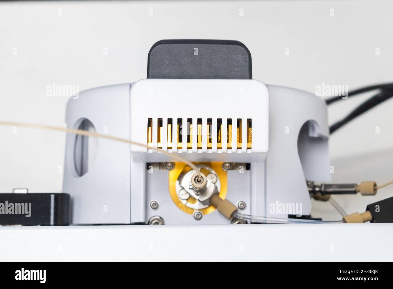 Close up the ion source of the mass spectrometer. Maintenance of mass ...