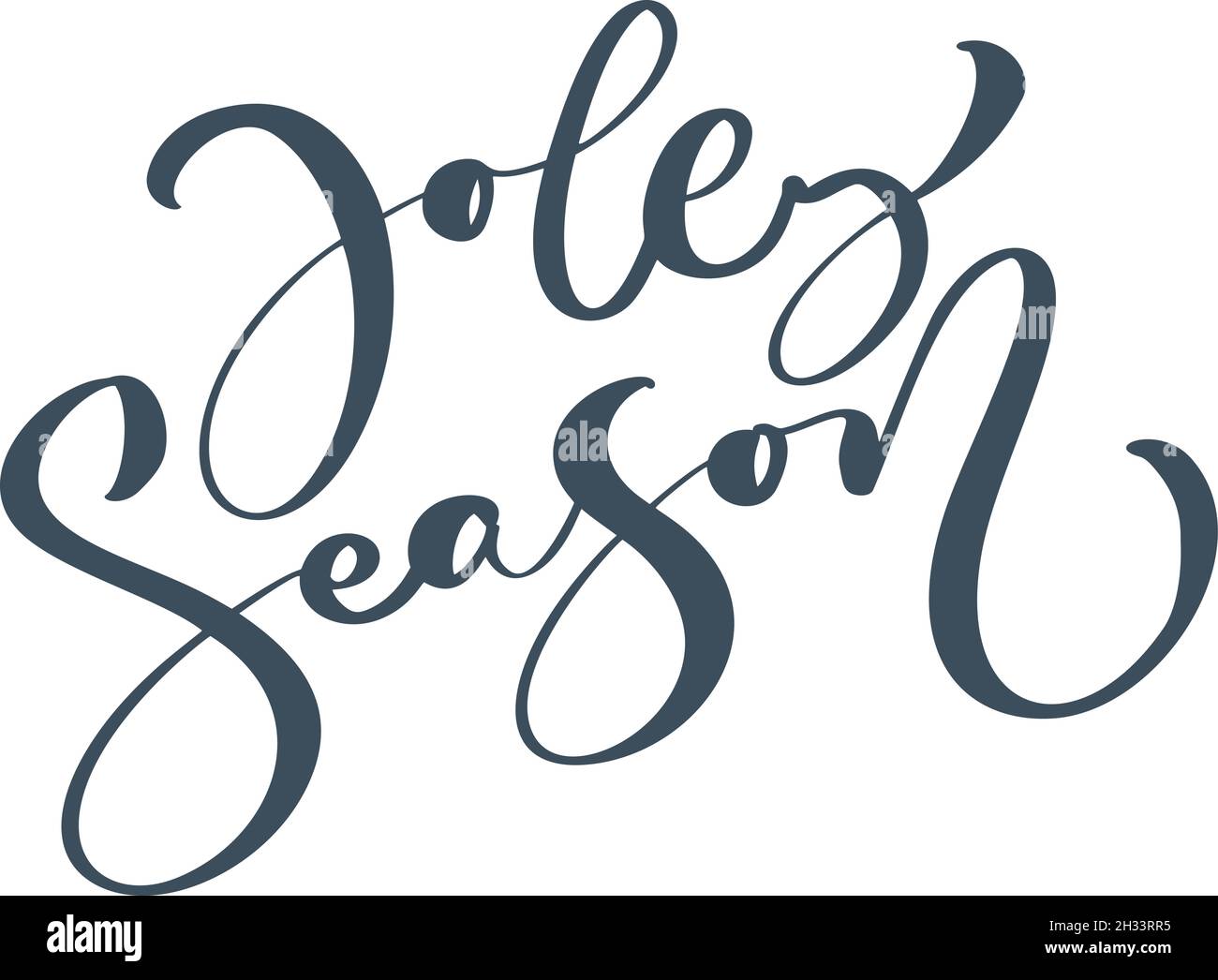 Jolly Season calligraphy vector hand drawn lettering brush text ...