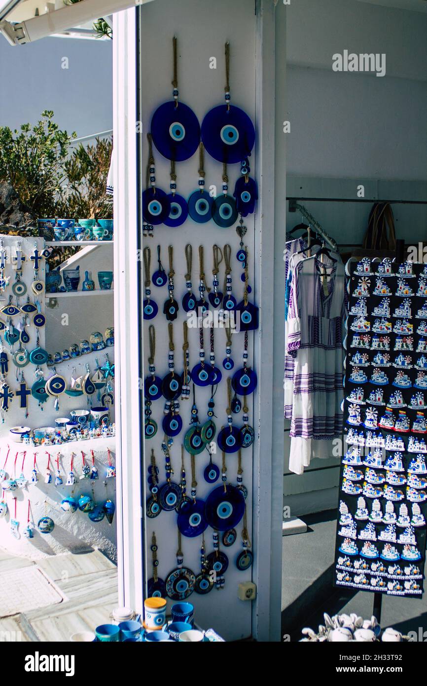 Santorini, Oia, Greece - October 24, 2021 Decorative objects ...