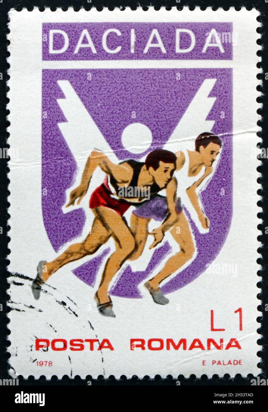 ROMANIA - CIRCA 1978: a stamp printed in Romania shows Running, Daciad ...