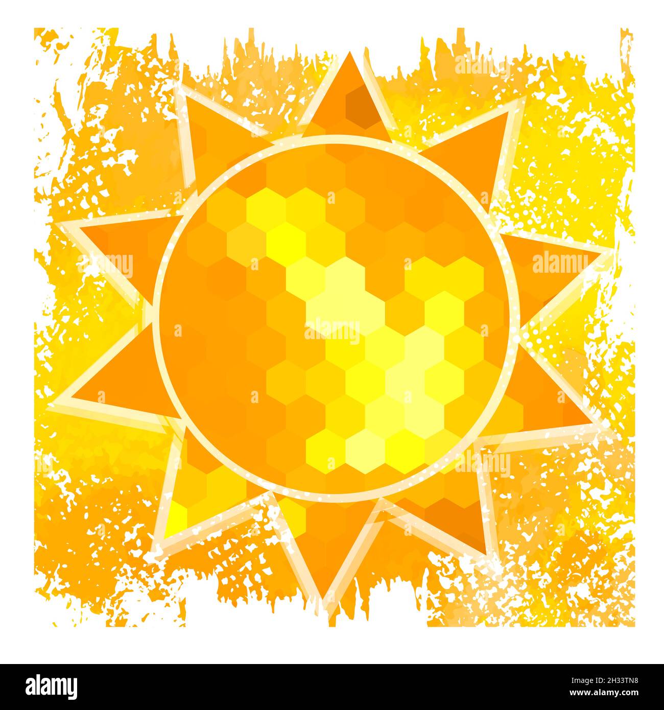Sun on a yellow background. Hello summer. Vector illustration Stock ...