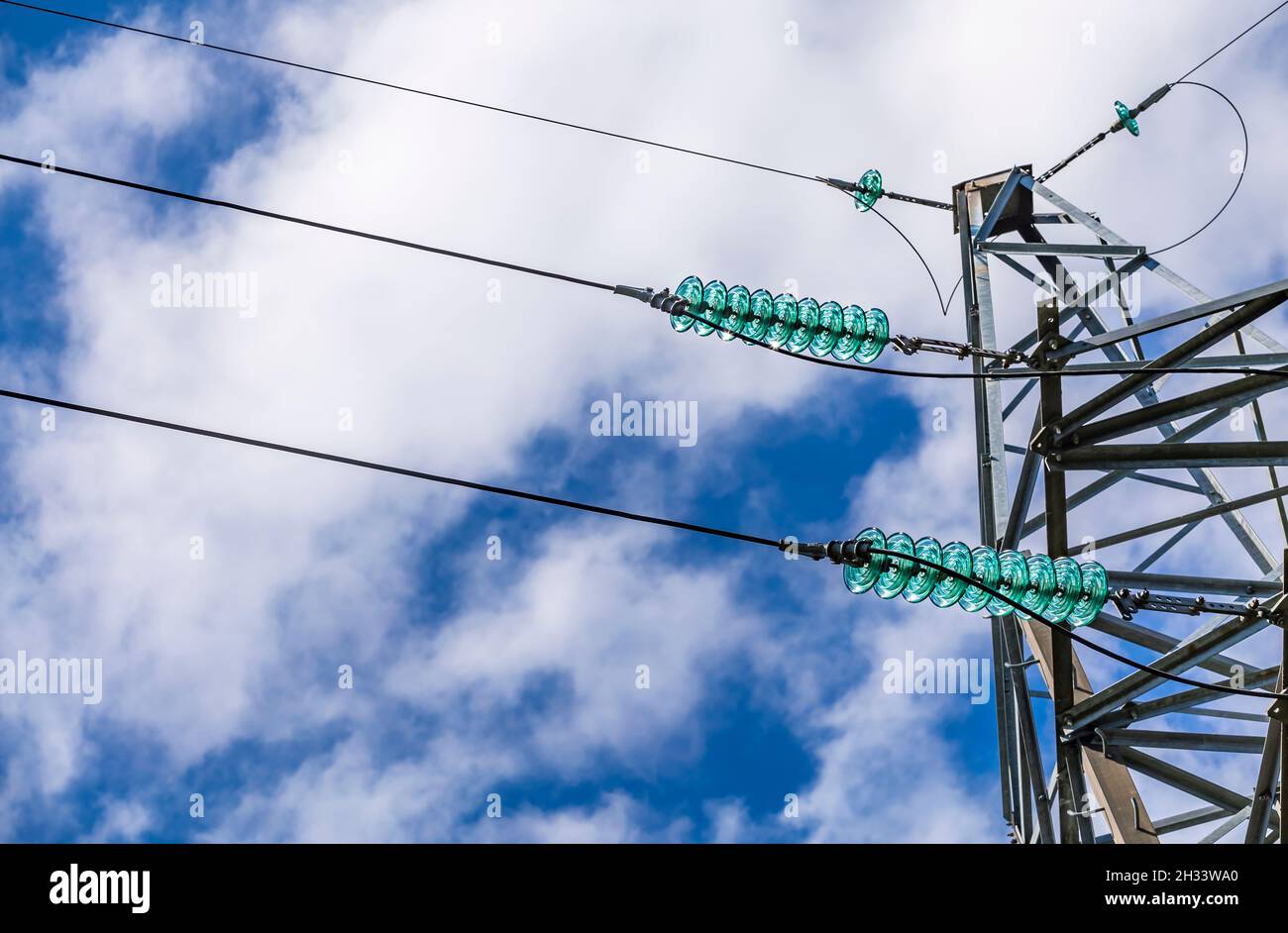 Glass insulator line electric pylon hi-res stock photography and images ...