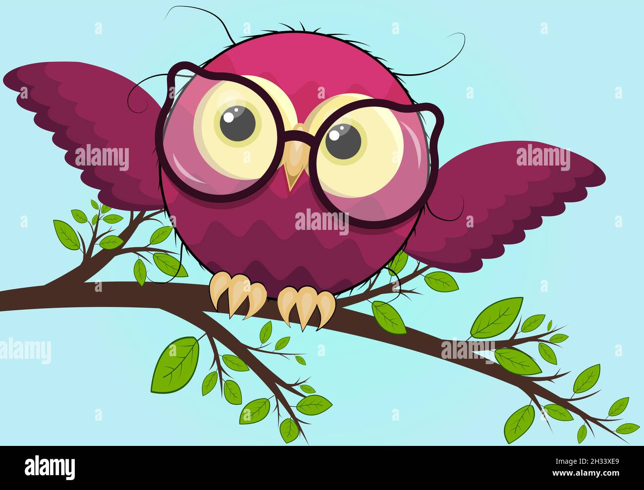 Pink Owl On Branch