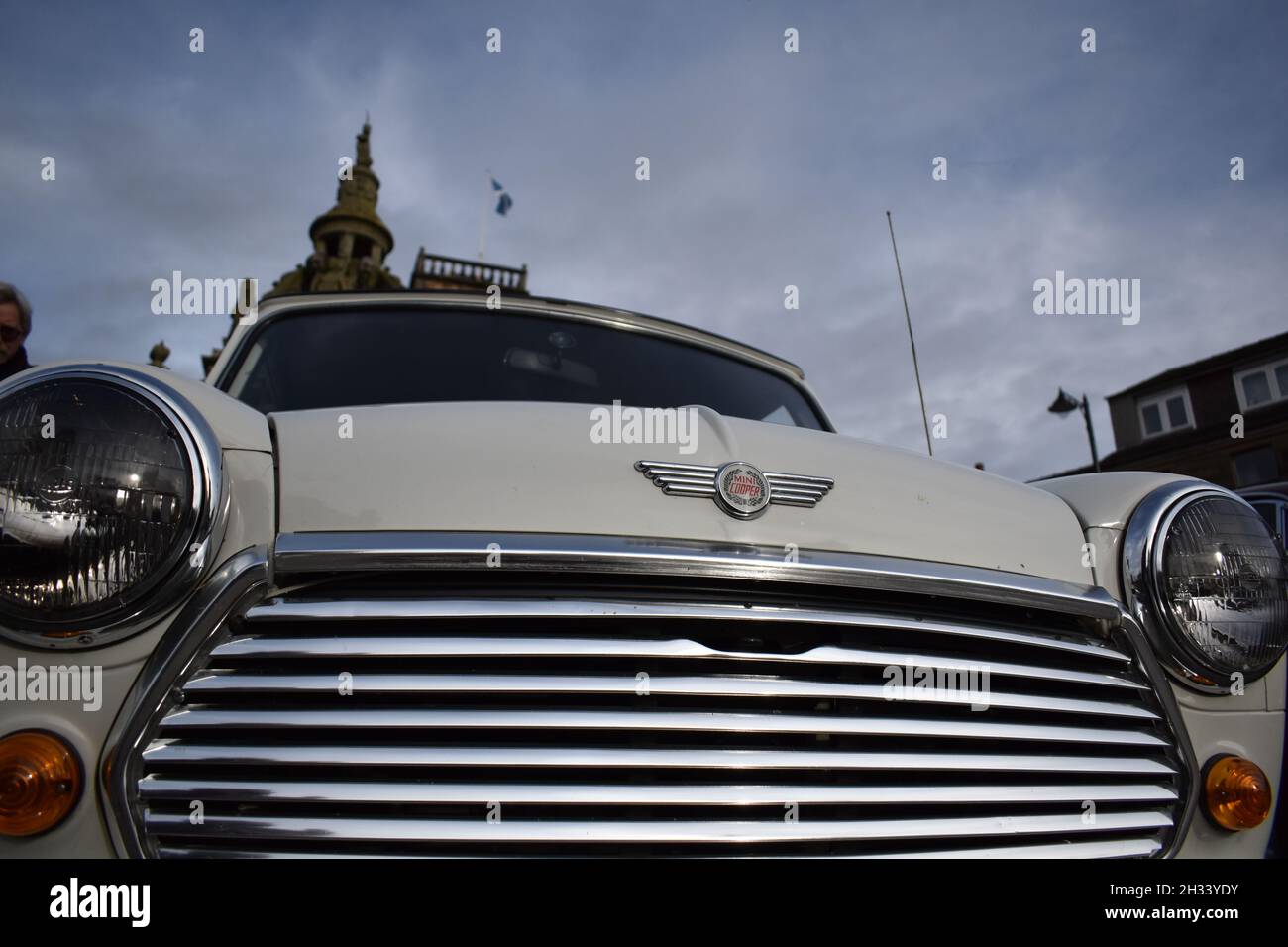 Mini Cooper classic car white Stock Photo - Alamy