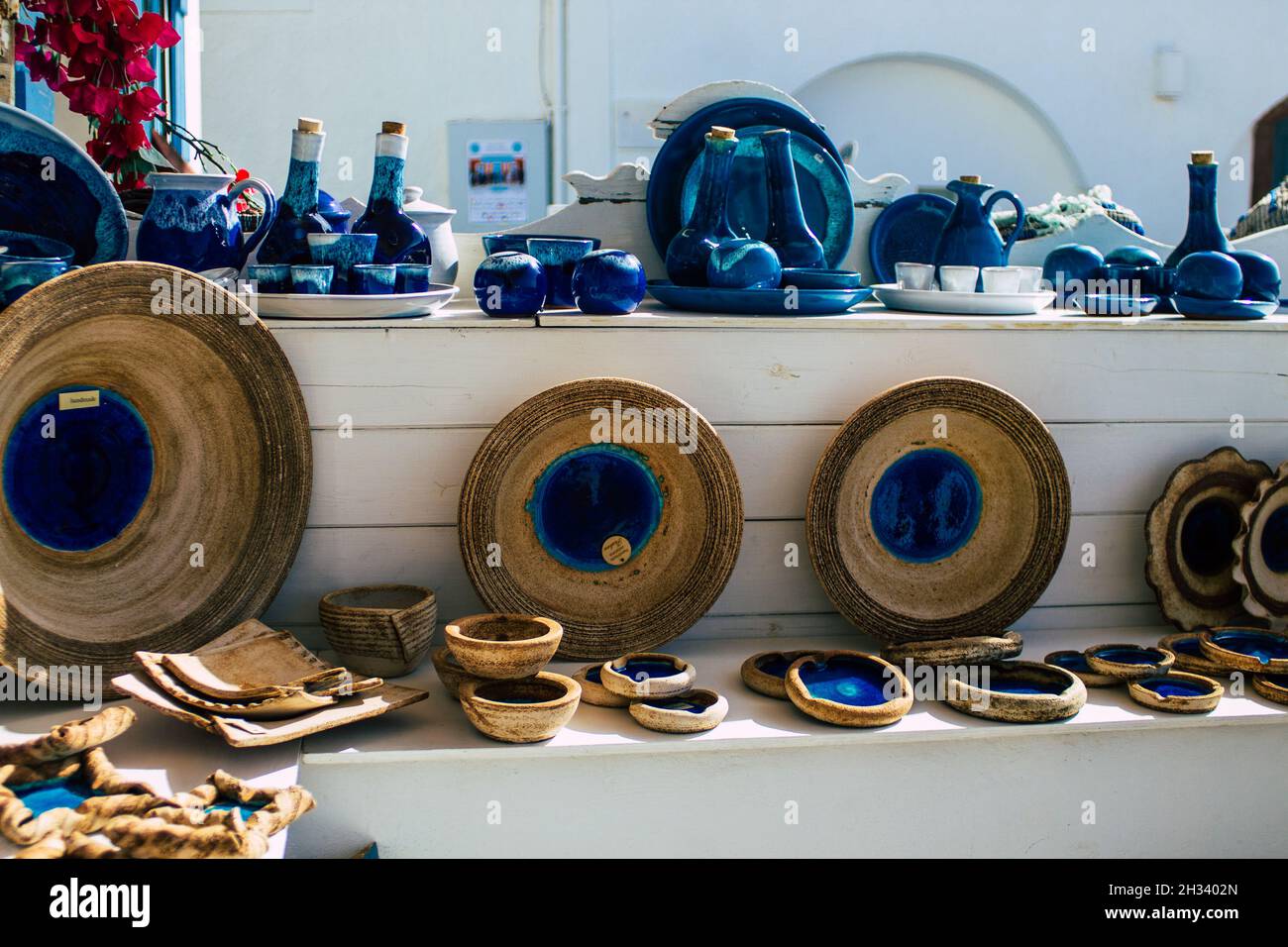 Santorini, Oia, Greece - October 24, 2021 Decorative objects ...