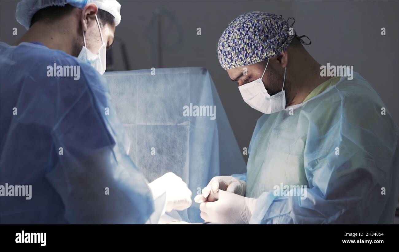 Details of a real surgery in the sterile operating theatre. Action ...