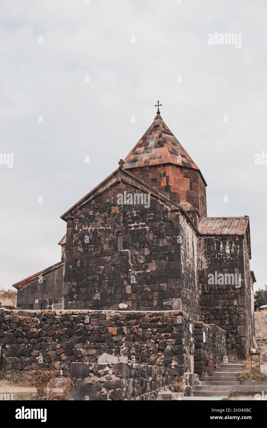 Old stone church made of large stones in Europe. Ancient chapel in ...