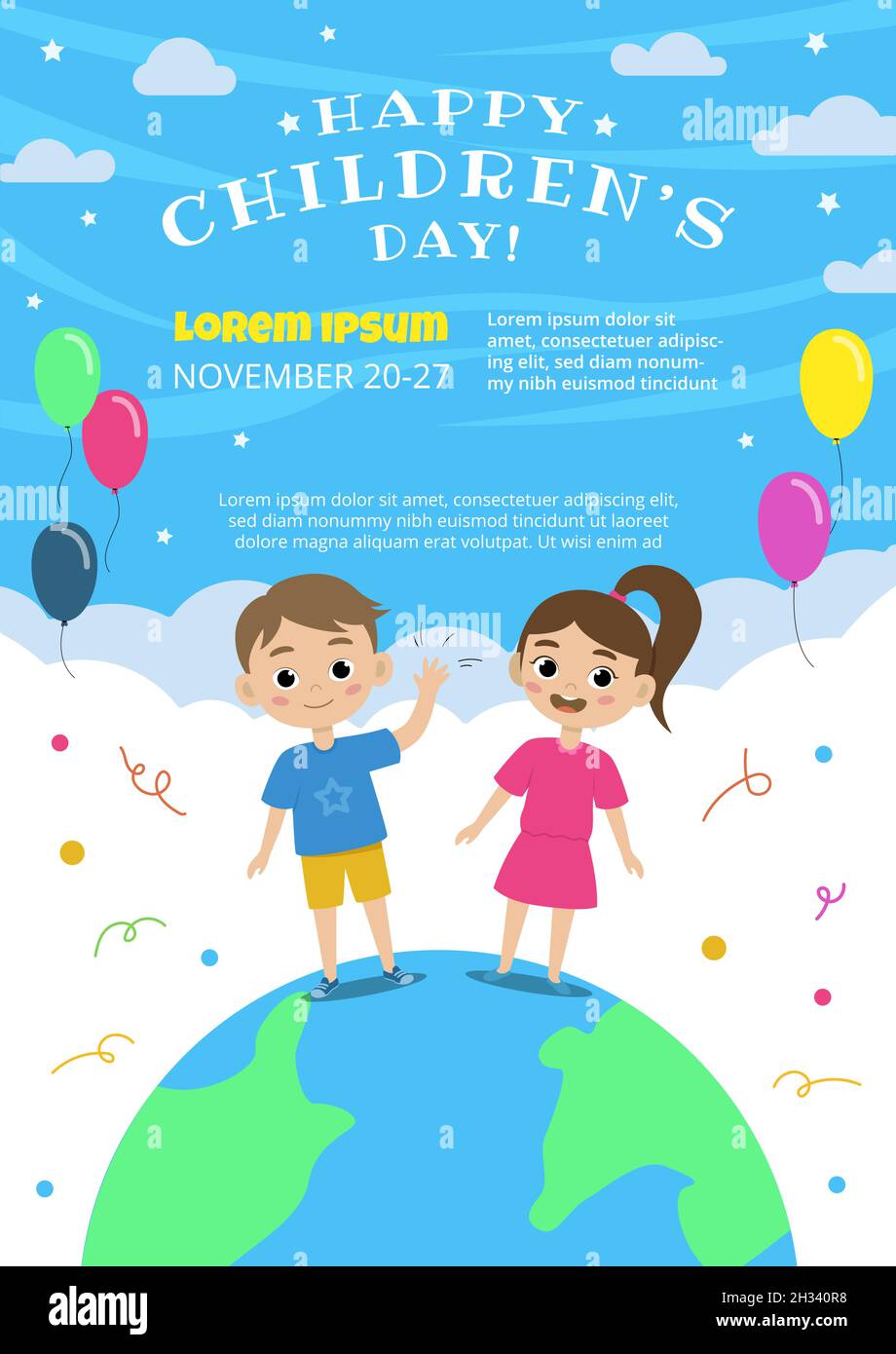 Happy children's day poster concept. Joyful kids Stock Vector Image ...