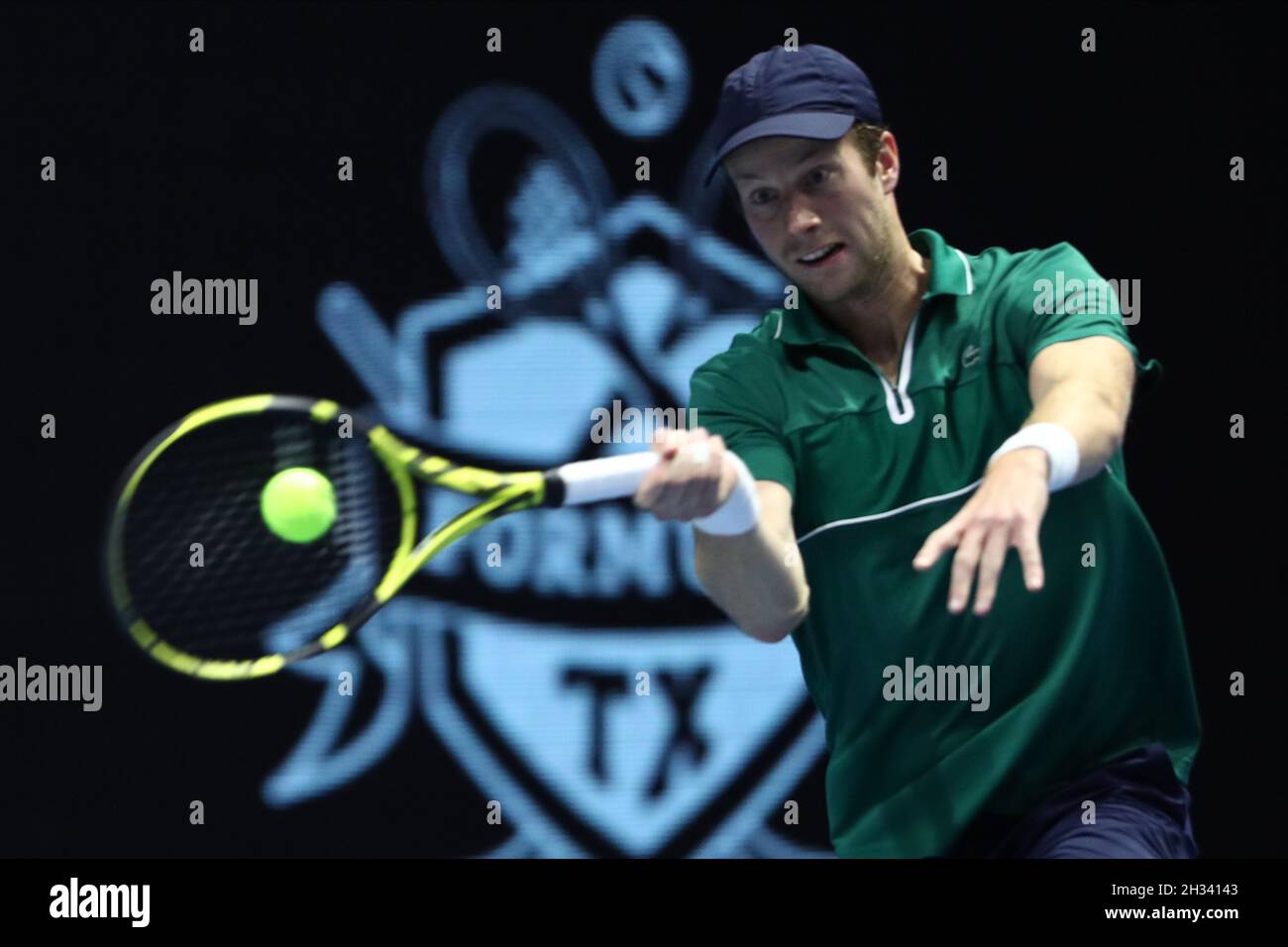Botic van de Zandschulp in action during ATP International tennis ...