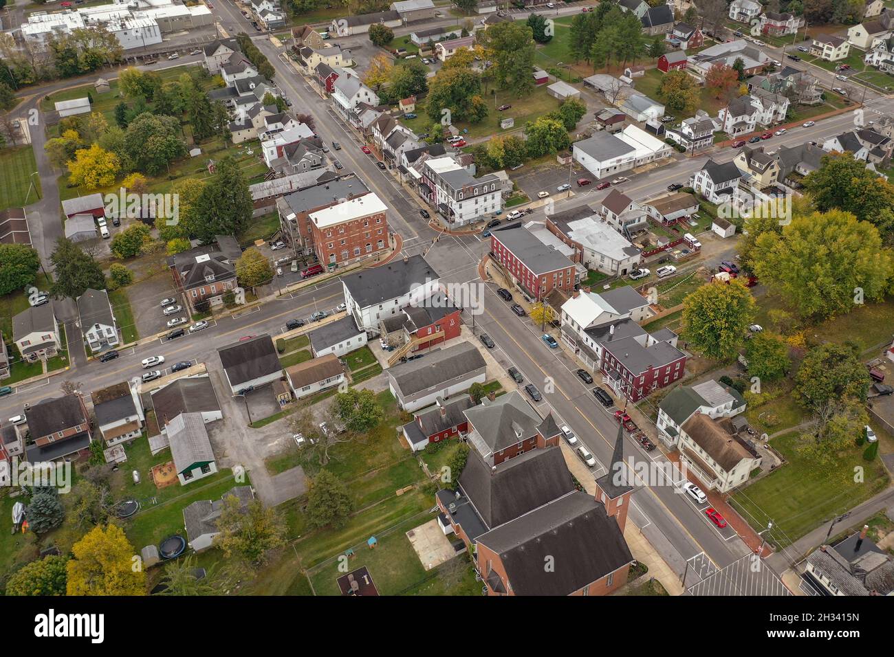 Aerial intersection small town hi-res stock photography and images - Alamy