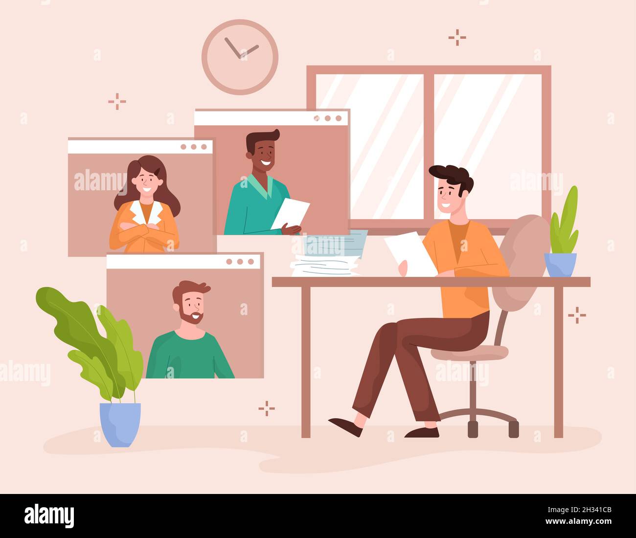 Group video calls Stock Vector Images - Alamy
