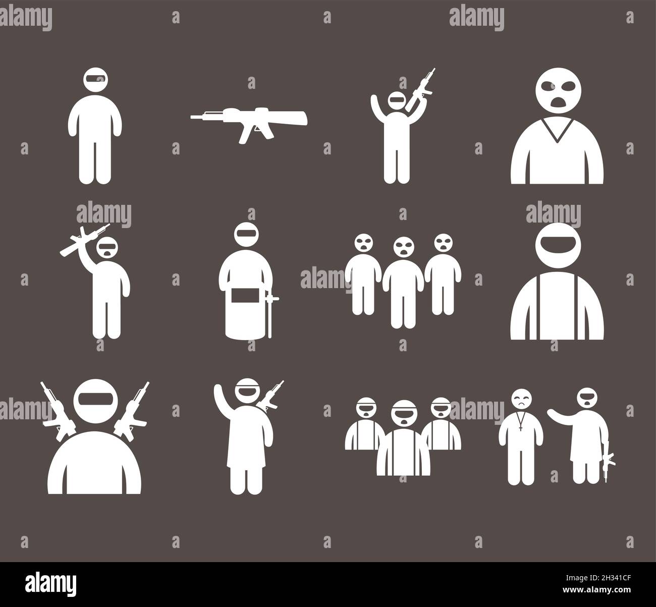 twelve extremists silhouettes set icons Stock Vector Image & Art - Alamy