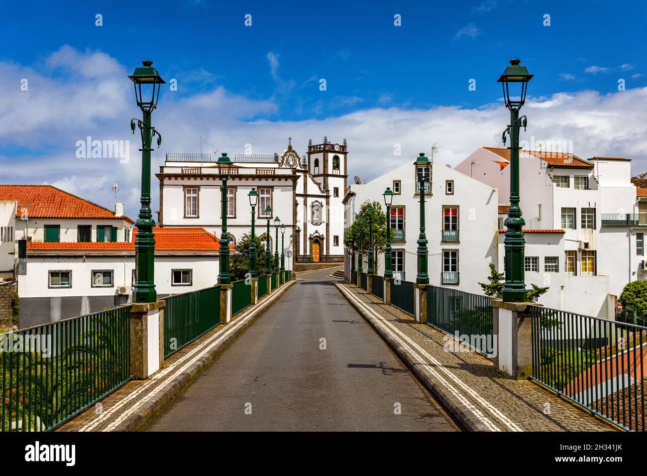 View of Nordeste on Sao Miguel Island, Azores. Old stone arch bridge in ...