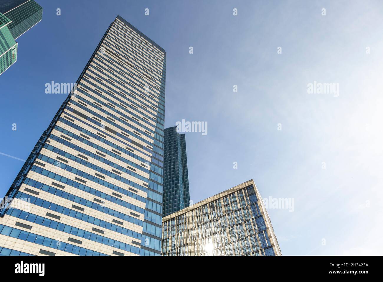 office buildings solar glare on the wall.business center.concept ...