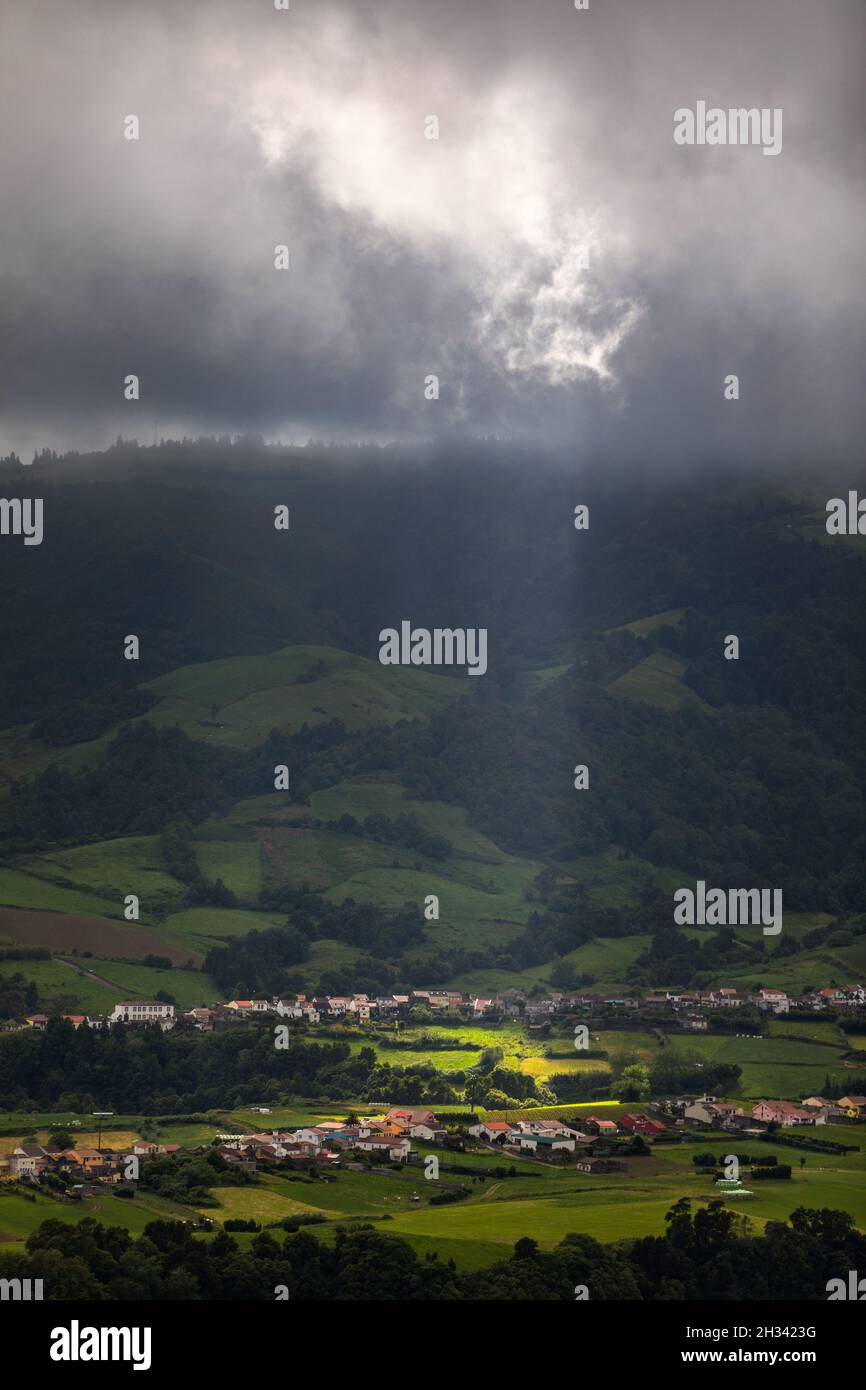 Azores panoramic view of natural landscape, wonderful scenic island of ...