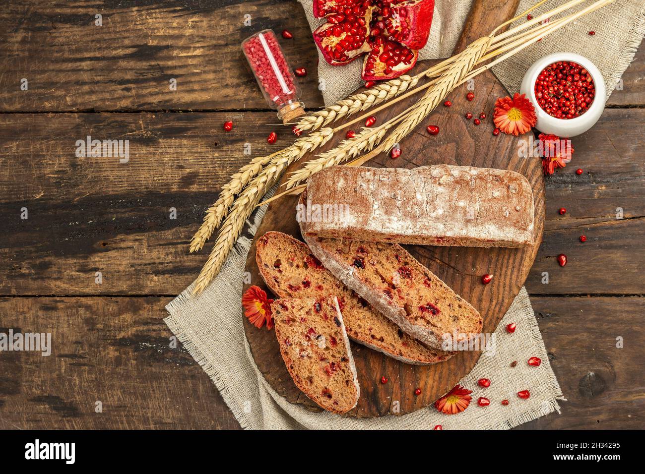Whole grain bread with cranberry for holidays. Fresh homemade bakery ...